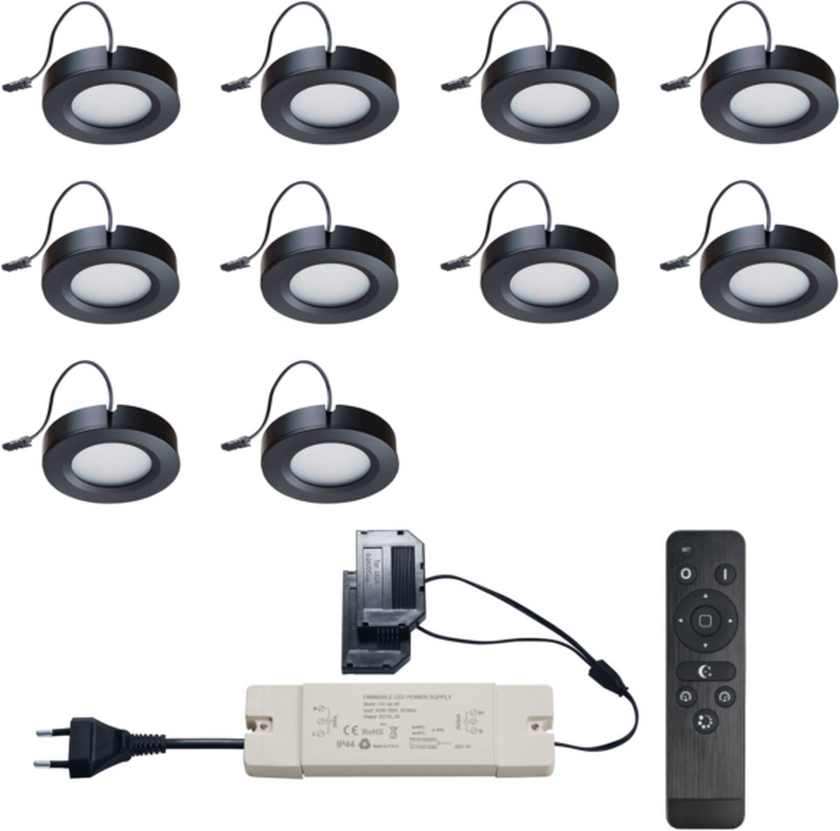 Ledisons LED Inbouwspots met Afstandsbediening - Adria Zwart Set met 10 ...