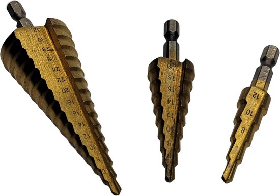 LB Tools 3 delige HSS stappenboor conische trappenboor 4-32mm, 4-20mm ...
