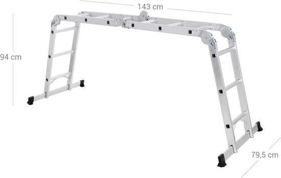 Multifunctionele Aluminium Ladder - met 2 Metalen Platen - Vouwladder ...