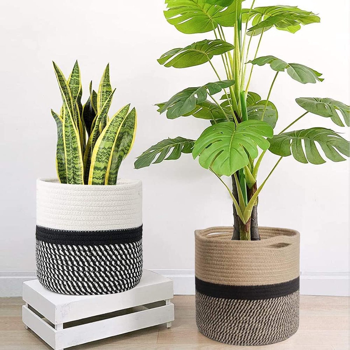 NATTHSWE Jute Plante Pot Katoen Corde Plante Panier Intérieur Pour 20cm ...