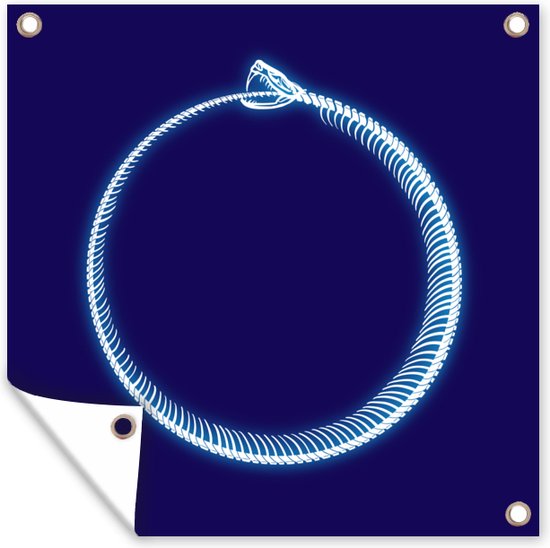 Tuin poster Illustratie van een ouroboros met het skelet van een slang ...