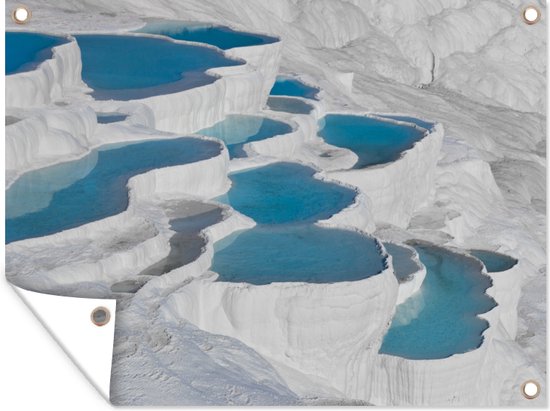 Muurdecoratie buiten Blauw water in het kalk van Pamukkale in Turkije ...