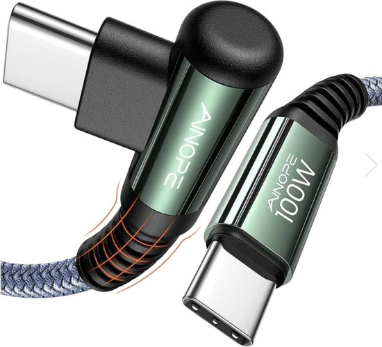 USB Kabel - Type C naar Type C - 100W - Rechthoekig - 3m | bol