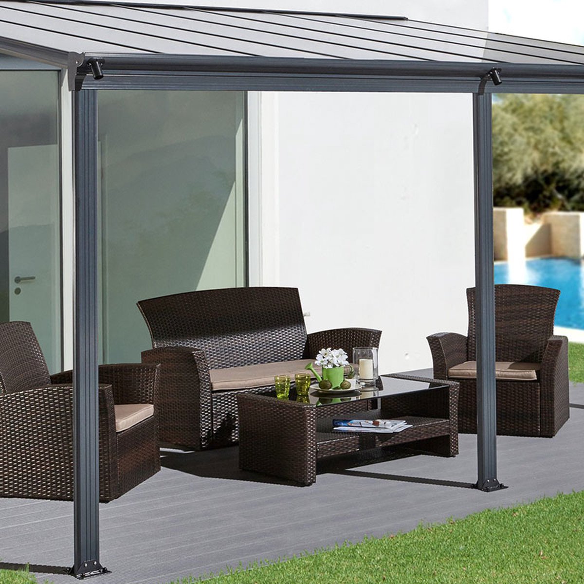Rockford terrasoverkapping 5x3 m - Overkapping tuin met opaal ...