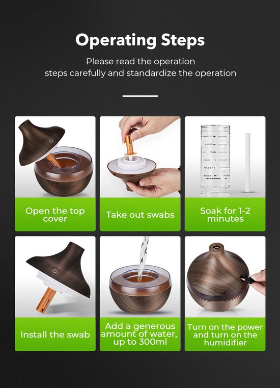 Saengq® - Elektrische Luchtbevochtiger - Luxe Hout - Elektrische Aroma ...