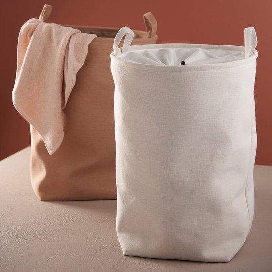 Lisomme Ilse stoffen wasmand taupe - Ø38 x 54 cm | bol