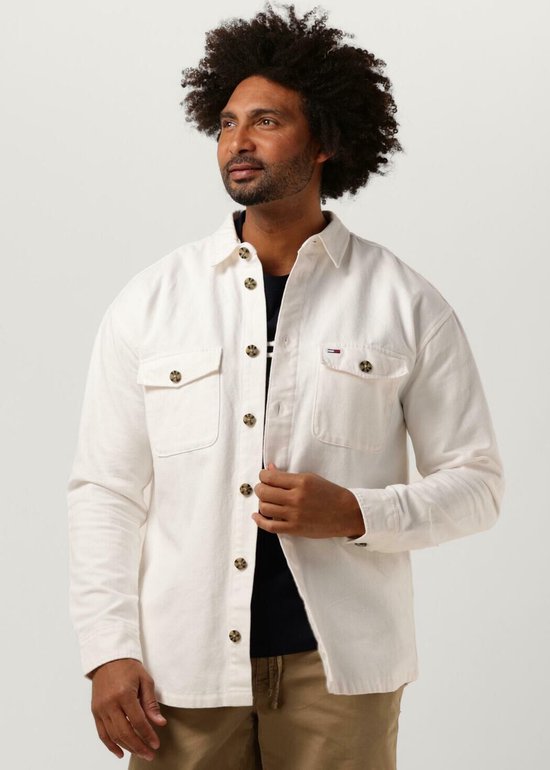 Tommy Jeans Tjm Soft Casual Overshirt Overhemden Heren - Gebroken wit ...
