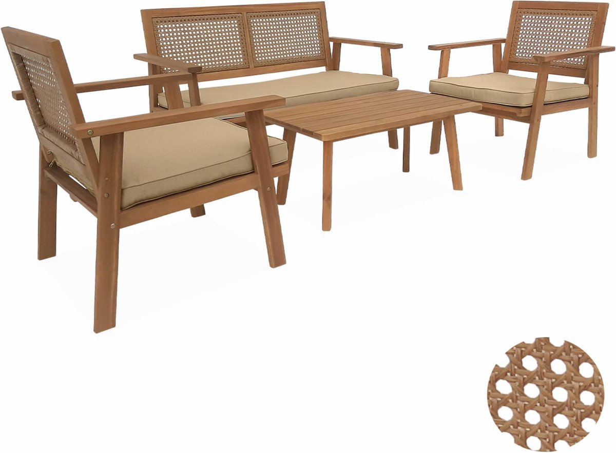 Tuinmeubelset 4 zitplaatsen + 1 salontafel l Alice's Garden | bol.com