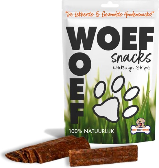 Woef Woef Snacks Hondensnacks Wildzwijn Strips Verwensnacks - Gedroogd ...