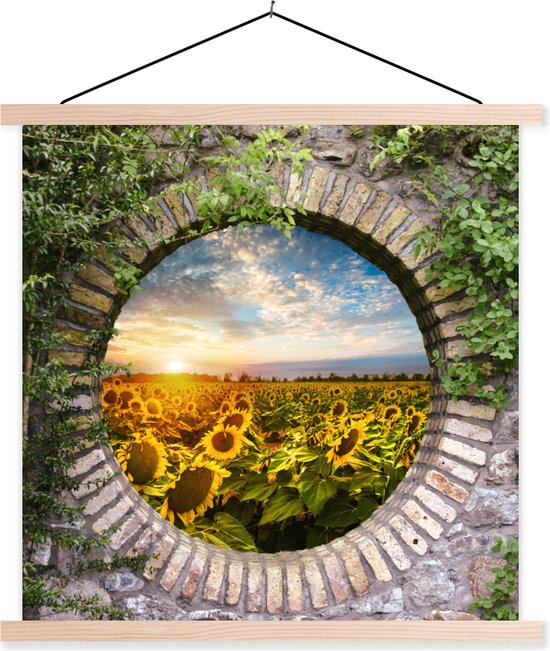 Posterhanger incl. Poster 90x90 cm - Schoolplaat - Zonnebloemen ...