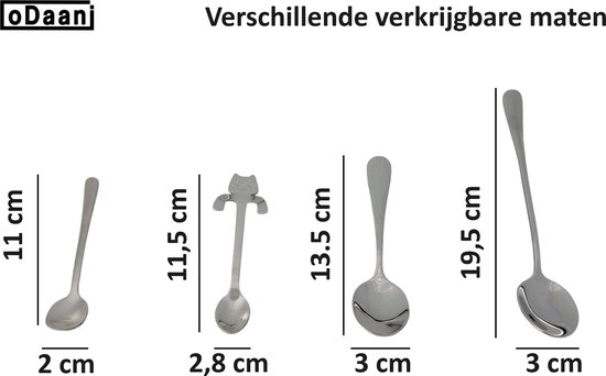 oDaani - Theelepel kat - Hangende kat - Theelepel zwart set van 6 | bol