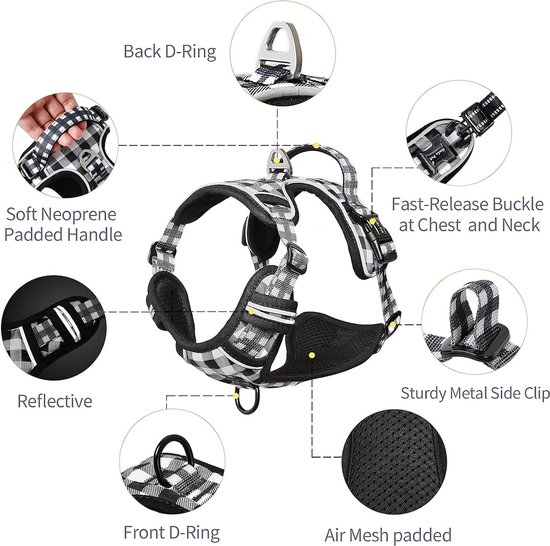 Hondenharnas, No-Pull hondenharnas, borstharnas voor middelgrote honden, zacht,... | bol