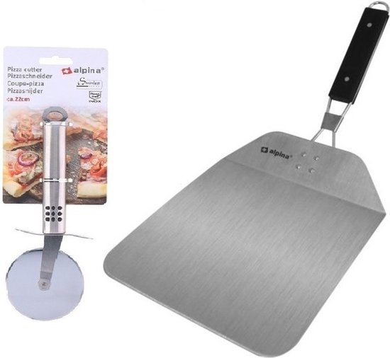 Inklapbare pizzaschep en pizzasnijder / pizzames set RVS | bol