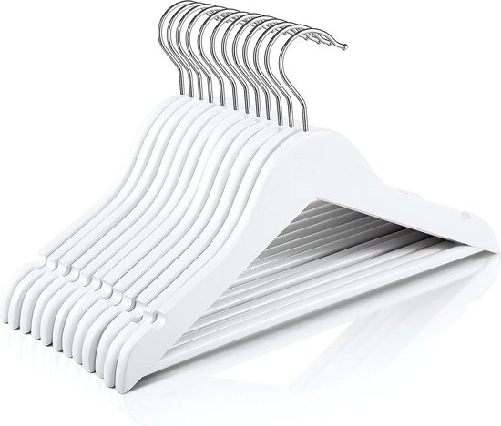 Houten Kids Hangers Voor Kleding - Set van 20 Witte Peuter Hangers ...
