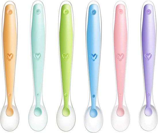 Siliconen lepels voor baby's en kinderen, set van 6 soeplepels met ...