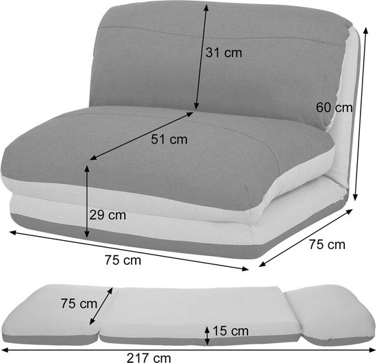 Fauteuilbed MCW-E68, slaapbank functionele fauteuil inklapbare fauteuil ...