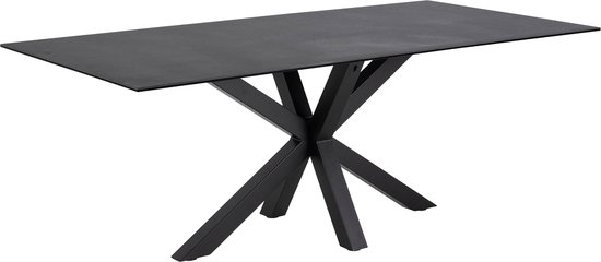 Cardiff Eetkamertafel - 200 x 100 cm - Keramiek zwart blad | bol