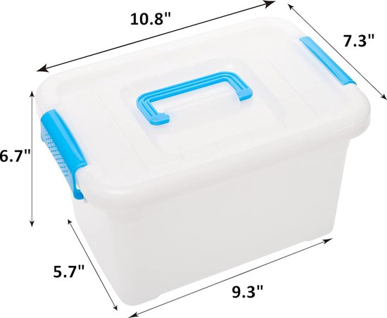 Set van 6 plastic opbergdozen, plastic opbergdoos van 6 liter met ...