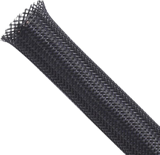 100ft - 1/2" PET Expandable Gevlochten Sleeving - Zwart - Kabelhuls met ...