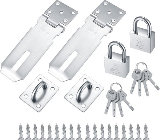 2 stuks RVS hangslot Hasp, deurvergrendeling Hasps met hangsloten ...