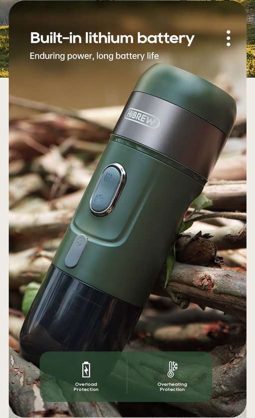 HiBREW H4B draadloos draagbaar 3-in-1 espressokoffiezetapparaat, 15 bar ...