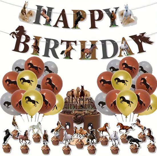 41-delige paarden decoratie set Happy Birthday deLuxe - paard - horse ...