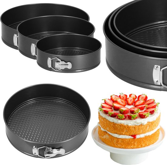 Springos Springvorm - Taartvorm -Bakvorm - Staal - 3 Stuks - Diameters ...