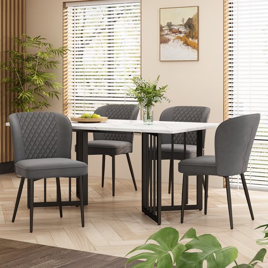 Sweiko Eettafel set, 140 x 80 x 75cm eettafel met 4 stoelen ...