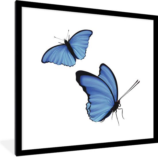 Fotolijst incl. Poster - Een illustratie van twee blauwe vlinders ...