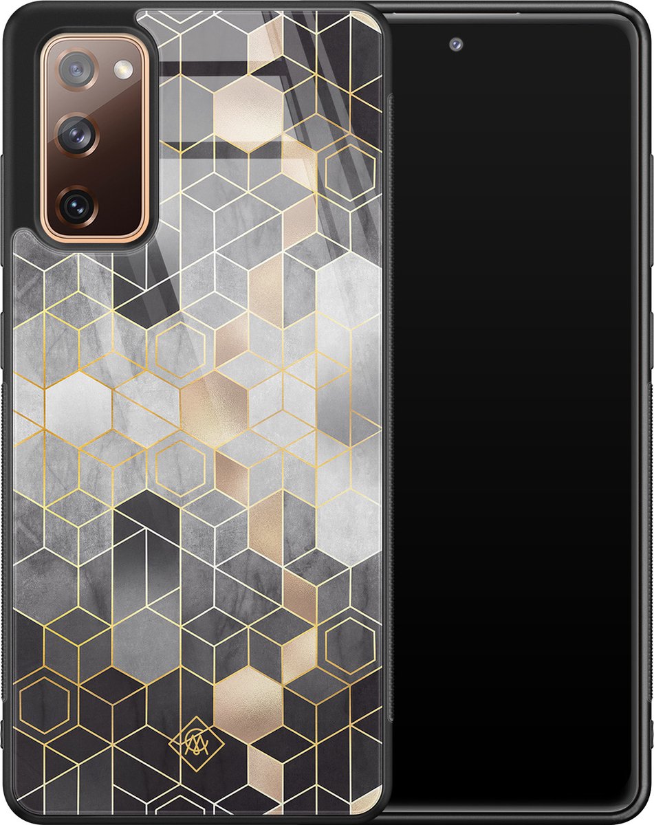 Casimoda - Samsung Galaxy S20 FE hoesje glas - Grey cubes - Grijs | bol.com