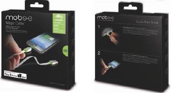 Mobee Magic Cable 100cm mobiele telefoonkabel USB A Lightning Wit 1 m ...
