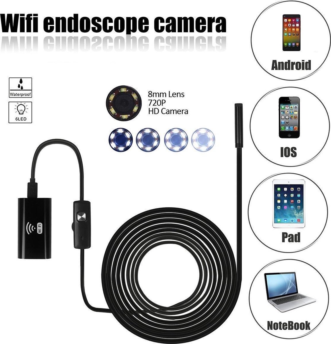 WiFi Endoscoop HD LED | Mini Camera met 10 meter Kabel | Waterdichte ...