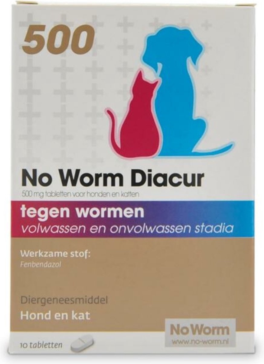 No Worm Diacur 500 Ontworming Hond en Kat 10 tabletten | bol