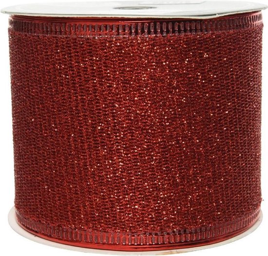 4x Rood glitter lint/gaas op rol 270 x 6 cm - Decoratie gaas/lint ...