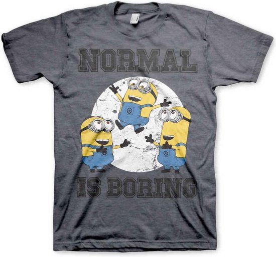 Minions Heren Tshirt -L- Normal Life Is Boring Grijs | bol