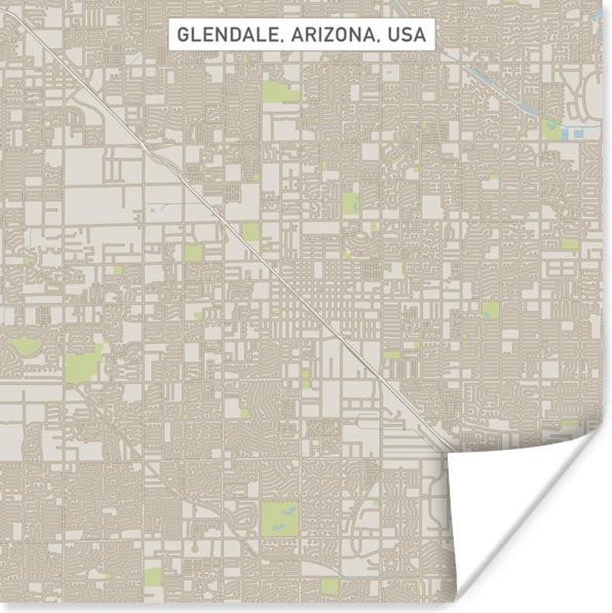 Une illustration d'une carte de Glendale poster 100x100 cm - Tirage ...