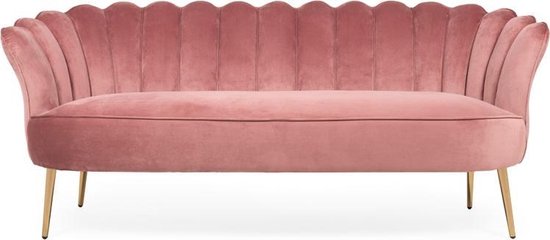 Velvet Bank Roze - Zithoogte 48cm - 192x79x82cm - Bank Jada 3-zits ...