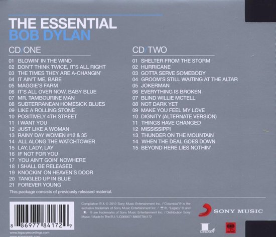 The Essential Bob Dylan - Rock 2-CD album met Blowin' In The Wind ...