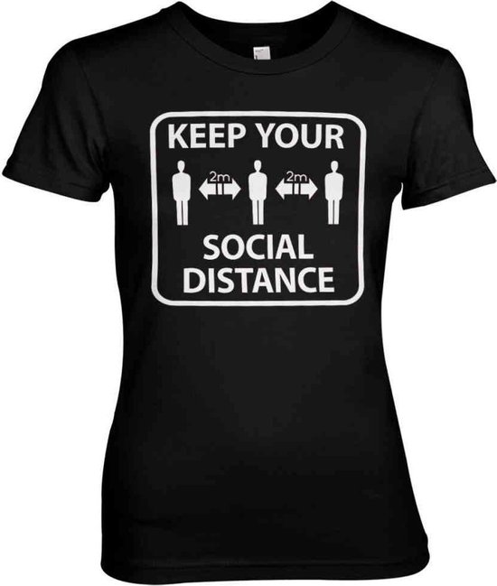 Dames Fun Tshirt -XL- Keep Your Social Distance Zwart | bol