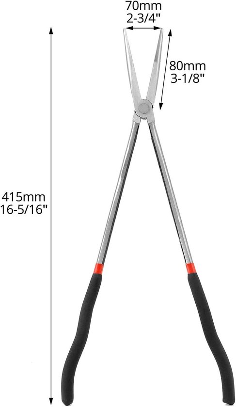 Extra lange rechte punttang 400 mm, hoogwaardig staal, antislip ...