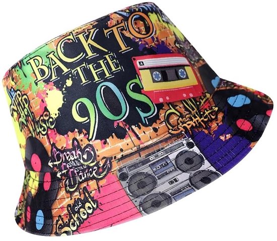 Retro Bucket Hat voor Mannen en Vrouwen - 80s en 90s Hip Hop Accessoire ...
