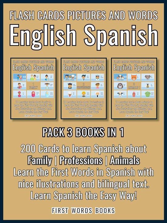 First Words In Spanish (English Spanish) 4 - Pack 3 Books in 1 - Flash ...