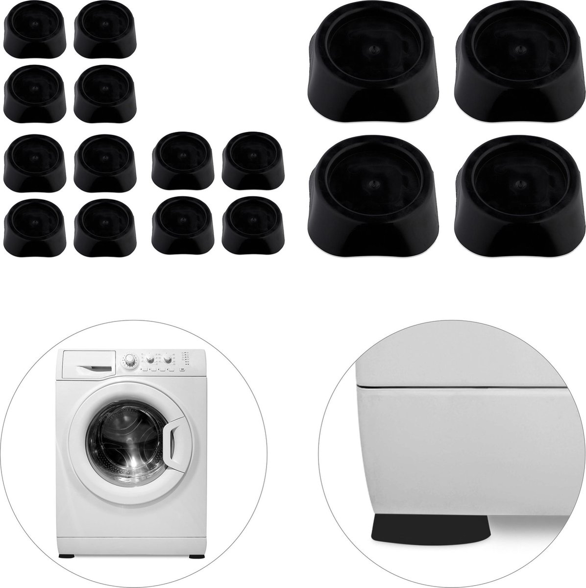 relaxdays 16 x trillingsdemper wasmachine - anti vibratie pads - droger ...