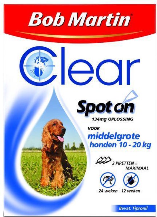 Bob martin clear spot on hond medium 3 pipet | bol