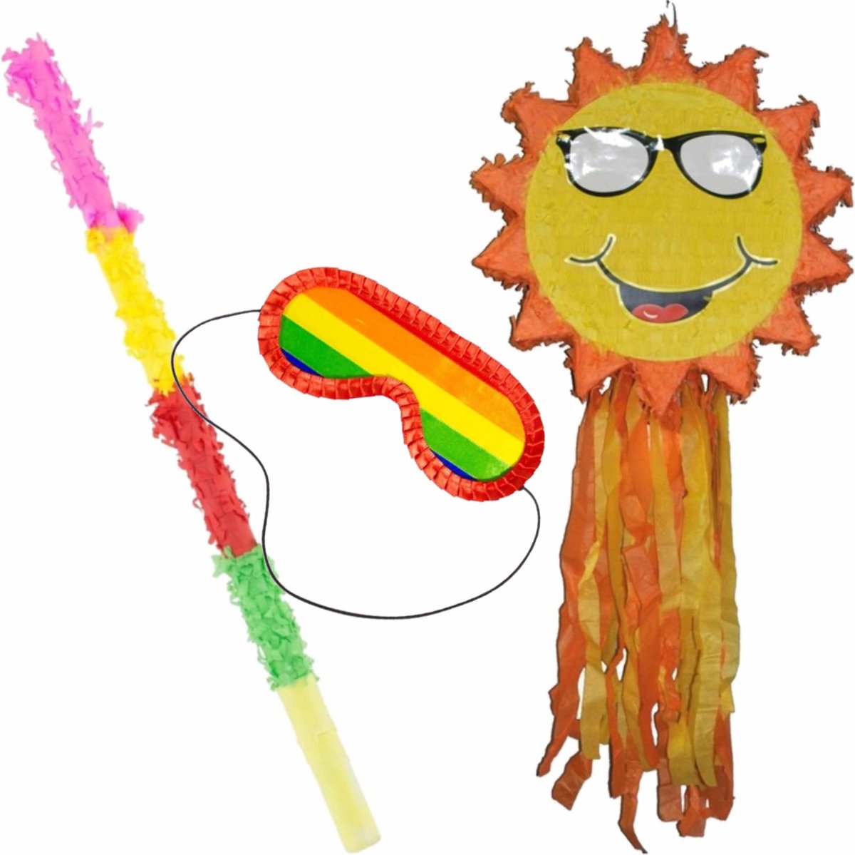 Pinata van een Zonnetje set met masker en stok - Pinata 50 cm ...