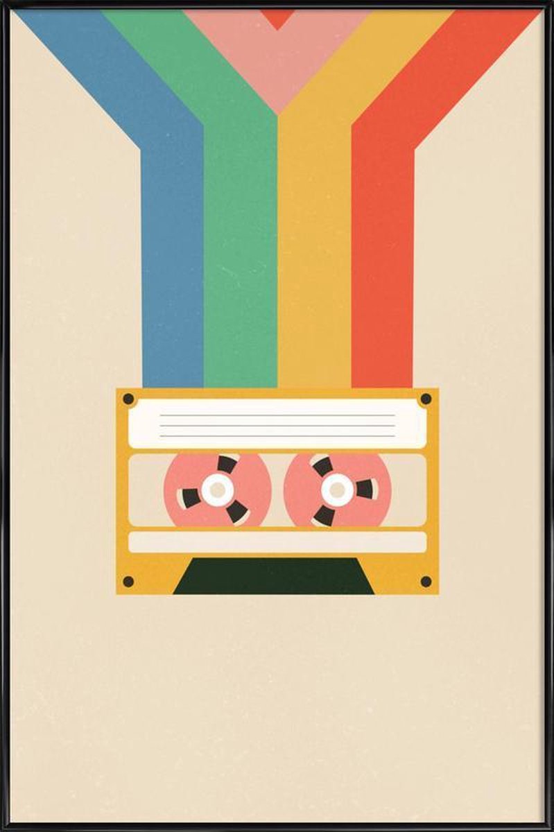 JUNIQE - Poster in kunststof lijst Retro Tape -40x60 /Kleurrijk | bol.com