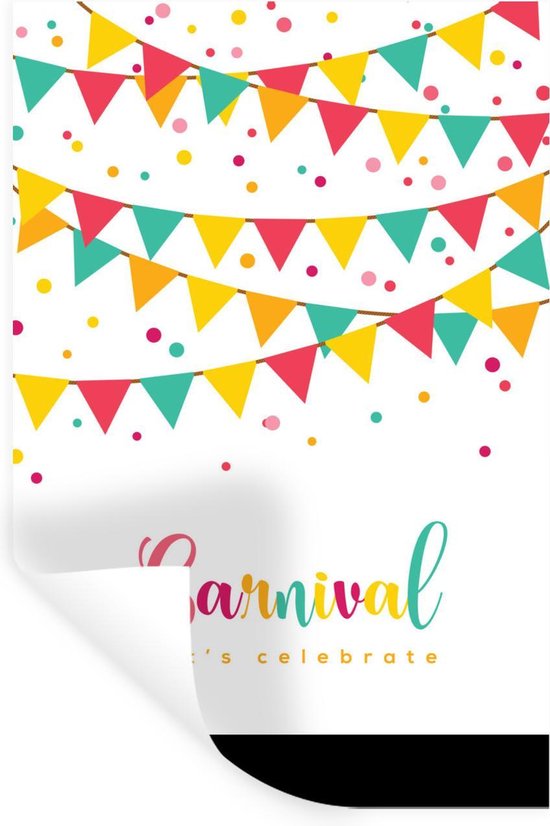 Muursticker mural Carnaval - Carnaval avec drapeaux et confettis ...