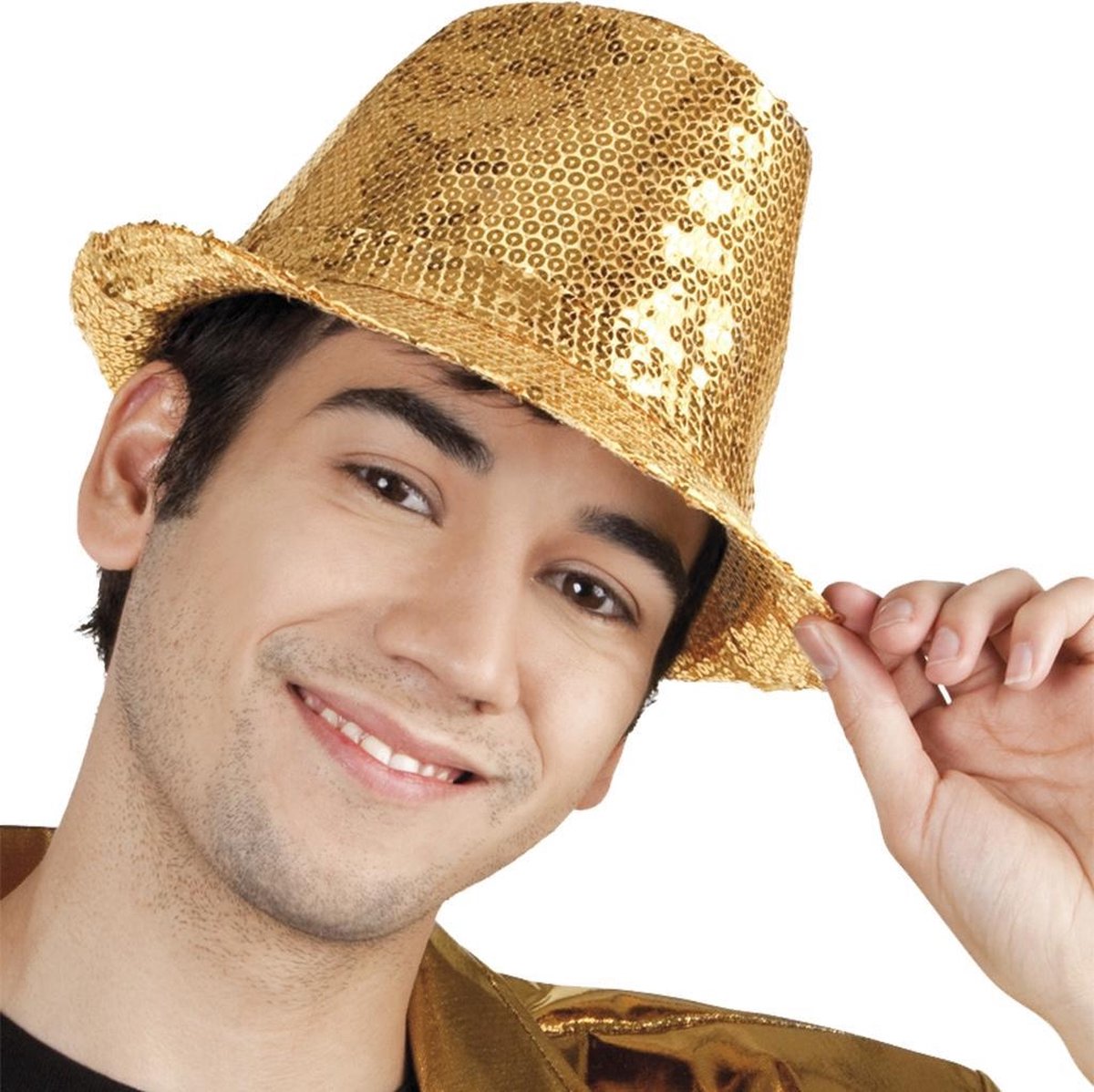 Boland - Hoed Popstar sequins goud Goud - 59 - Volwassenen - Unisex ...