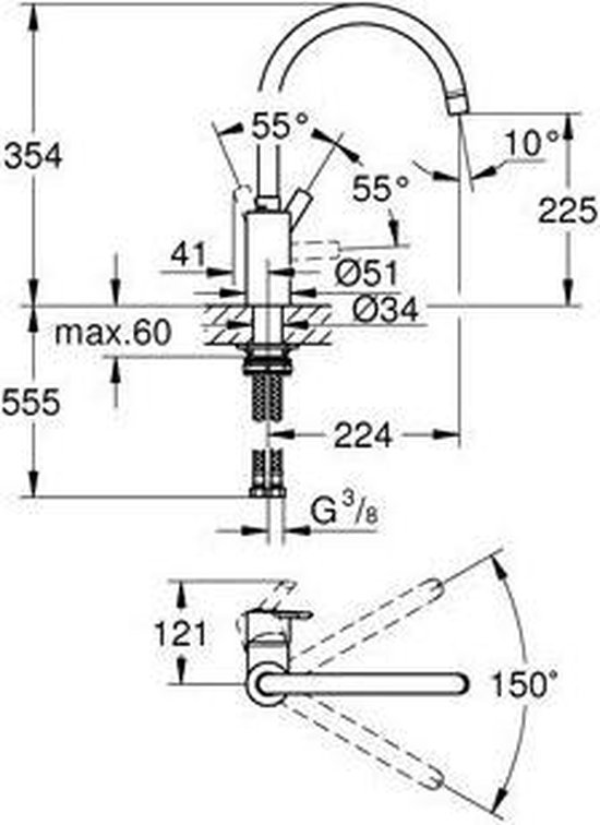 GROHE QuickFix Feel Keukenkraan - Draaibare uitloop - Chroom | bol.com