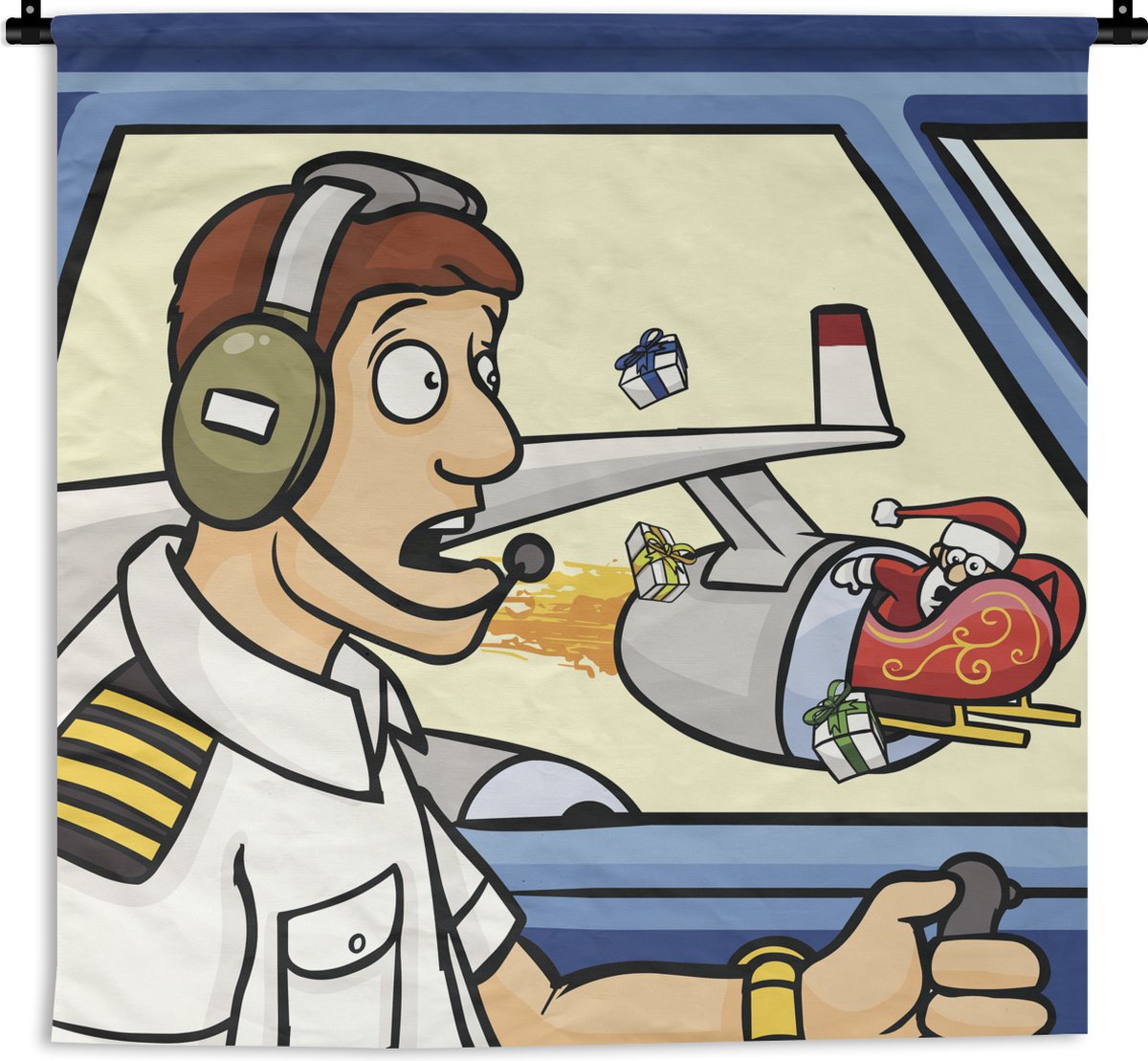 Wandkleed Kinderillustratie Vliegtuig - Kinderillustratie van een ...